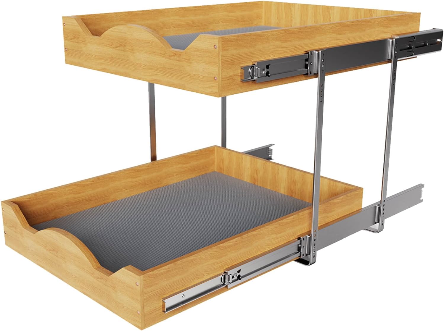 2 Tier Pull Out Drawers for Kitchen Cabinets 11" W x 21" D, Double Tier ...